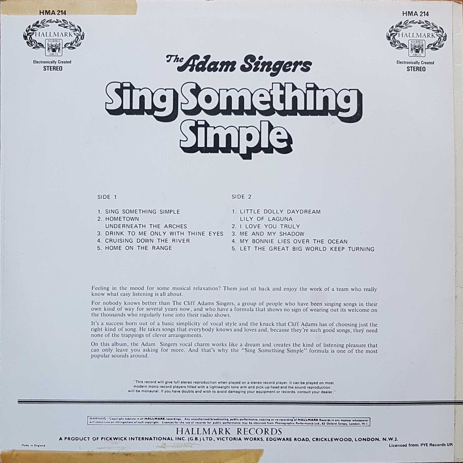Sing something simple